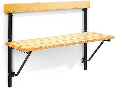 Banc mural - rabattable, longueur jusqu'à 1200 mm - avec lattes en bois ...