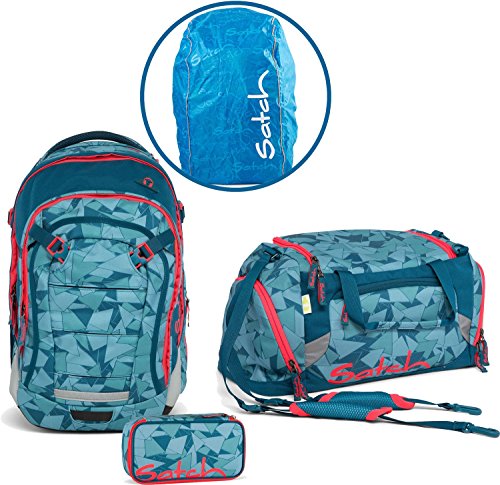 Satch Schulrucksack-Set 4-tlg Match Petrol Triangle 9D5 dreiecke petrol ...