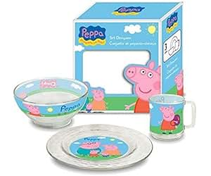 Peppa Pig Breakfast Set, Mug, Bowl, Dish Glass: Amazon.co.uk: Kitchen ...