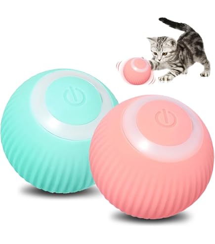 Cat Toy 2x Fesjoy Katzen-Spielball Mit LED – 3 Modi, USB-ladbar ...