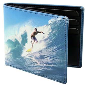 Mens Top Quality LEATHER WALLET by Retro Surfer Surfing Golunski Gift ...