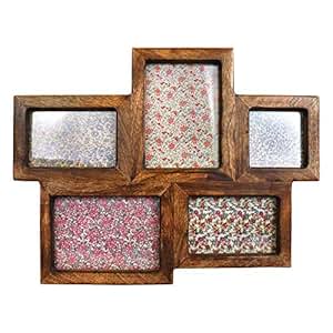 5 Picture Large Multi Wooden Photo frame - Retro dark wood: Amazon.co ...