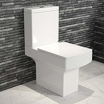 Modern Square Ceramic WC Toilet Close Coupled White Bathroom Cistern ...