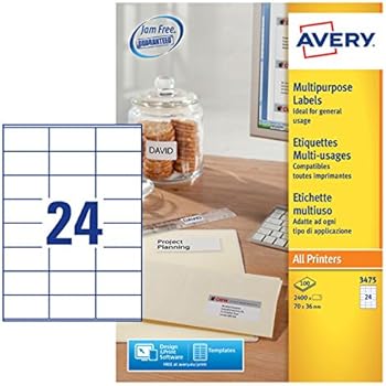 Avery 3475 self-adhesive Multipurpose/copier Labels, 24 Labels Per A4 ...