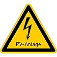 Aufkleber Warnzeichen Photovoltaik „PV Anlage unter Spannung“ Folie ISO ...