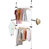 Zerone Heavy Duty Clothes Rack, 3 Poles 4 Bars Telescopic Coat Hanger ...