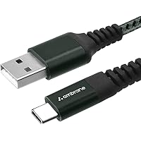 Ambrane Unbreakable 3A Fast Charging 1.5m Braided Type C Cable for Smartphones, Tablets & other ...