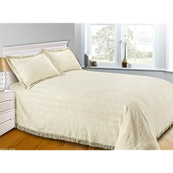 Candlewick Bedspread 100% Cotton Double Bed Size in Natural Cream ...