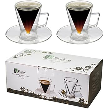 Nespresso View Collection: Set of 2 espresso glass cups and saucers (80 ...