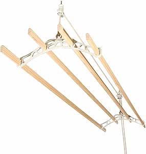 4 Lath Pulley Clothes Airer Ceiling Maid Victorian Laundry Rack Dryer ...