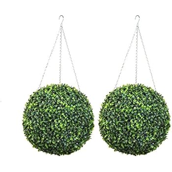 Best Artificial Pair of 38cm Conifer Topiary Hanging Grass Balls **UV ...