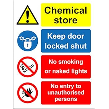 Caution Chemical Store COSHH Safety Sign - Self adhesive sticker 200mm ...