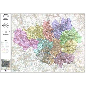 Greater Manchester Map - 112 x 165 cm: Amazon.co.uk: Office Products