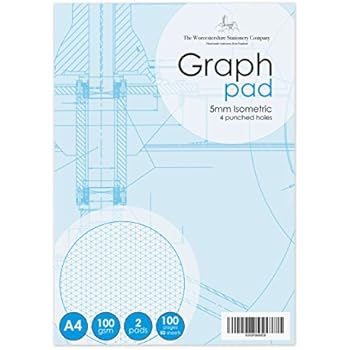 A4 5mm Isometric graph pad pack of 2. 100gsm premium paper: Amazon.co ...