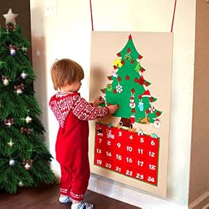 Aparty4u Felt Christmas Tree Advent Calendars for Kids, 24 Day ...