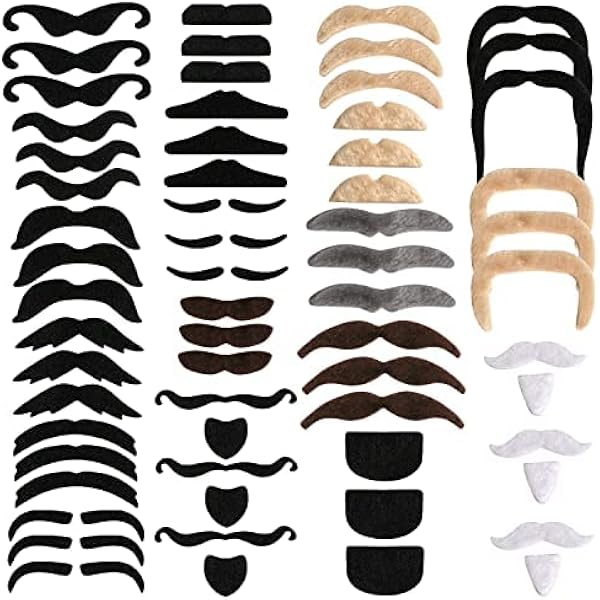 Play Fake Ouligay Mustache Stickers Stick On Mustache 60 PCS Realistic ...