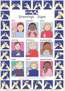Let's Sign: BSL Greetings Signs and Fingerspelling A2 Wallchart: Amazon ...