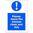 Please Leave the Kitchen Clean and Tidy | 20cm x 15cm | Blue - Vinyl ...