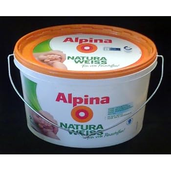 Alpina NaturaWeiss, Wandfarbe weiß matt 5 L., für Allergiker geeignet ...