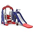 Amazon Brand - Solimo 3-in-1 Garden Castle Slide & Swing for Indoor & Outdoor Use | for Kids 2-8 ...