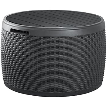 Keter 67 x 67 x 43.5 cm Circa Rattan Round Outdoor Storage Box ...