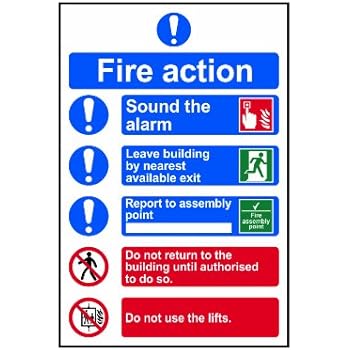 Fire Action Sign - What You Should Do In The Event Of Fire Notice (Self ...