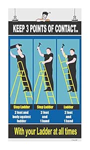 Posterkart Ladder Safety Poster - 3 Points of Contact, 66 cm x 36 cm x ...