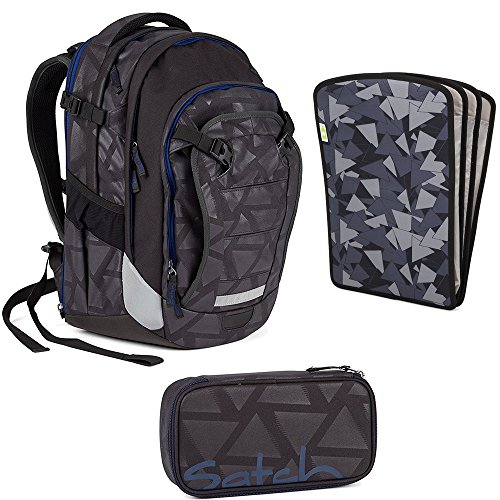 Satch MATCH by Ergobag Black Triad 3er Set Schulrucksack + Schlamperbox ...