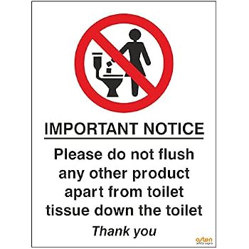 Pack of 5 Toilet Signs. Important notice, please do not flush any other ...