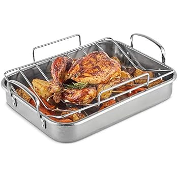 EXTRA LARGE SIZE 42X31CM STAINLESS STEEL ROASTING TRAY WITH GRILL by ...