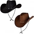 Adult Texan Cowboy Hat Dark Brown & Black 2 Pack : Fancy Dress Party Accessory Country Western ...