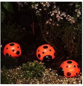 Set of 3 Large Solar Power Ladybird Bug Lights String Garden Lamps ...