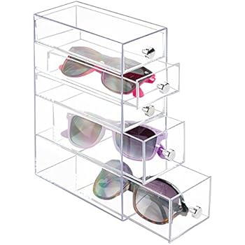 mDesign Stackable Box for Eyewear Storage - Practical 2 Drawer Chest ...