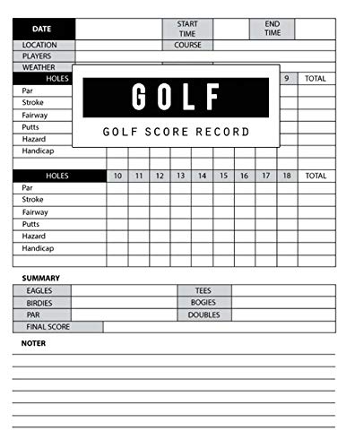 Golf Score Record: Golf Game Record Keeper Book, Golf Scoresheet, Golf ...