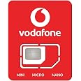 Vodafone Replacement Blank Sim Card - Triple Cut 3 in 1 - For existing ...
