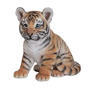 Vivid Arts Sitting Tiger Cub Resin Ornament: Amazon.co.uk: Garden ...