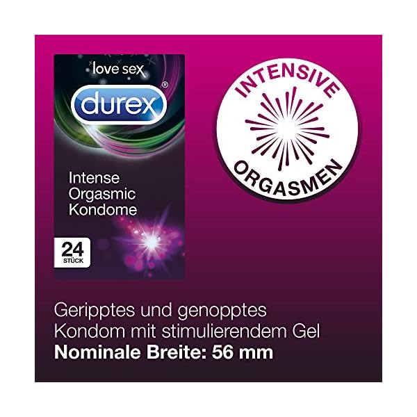 Durex Intense Orgasmic Kondome (Gerippte und genoppte Kondome, mit Stimulationsgel, für eine ...