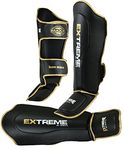 pair-of-Genuine-Leather-Boxing-shin-Guard-Instep-Pad-Leg-protectors ...