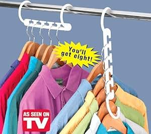 Magic Hanger, Set of 8 Space-Saving Coat Hangers, As Seen On TV, White ...