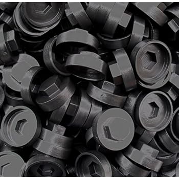 200 x Black HEX TEK Roofing Screw CLADDING CAPS - 16mm Coverage / 8mm ...