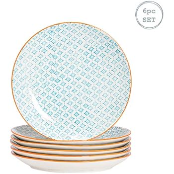 Nicola Spring 6 Piece Hand Printed Dinner Plate Set - Japanese Style ...