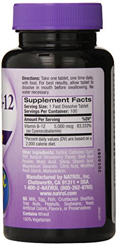 Natrol Fast Dissolving Vitamin B12 - 5000 mcg - 100 tabs
