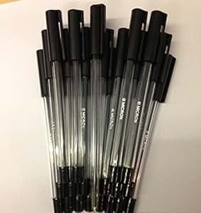 20x BLACK MICRON BALLPOINT PENS. MEDIUM POINT BLACK BIROS.: Amazon.co ...