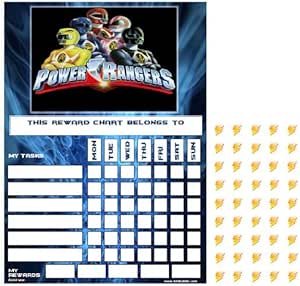 Power Rangers good behaviour reward task chart with reusable stickers ...