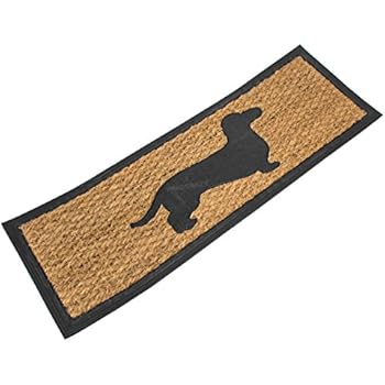 Rubber & Coir Narrow Doormat with Daschund Decoration. 75 x 25cm ...