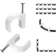Cable Clips, 8 mm 100 Pcs Nail Clips Strong Durable White Round Cable ...