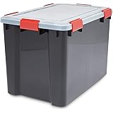 IRIS 1 x 50 Litre Large Weathertight Airtight Black/Clear Plastic Damp ...