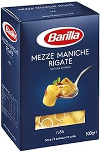 Barilla Pasta Mezze Maniche Rigate, Pasta Corta di Semola di Grano Duro ...
