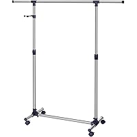 SONGMICS Adjustable Garment Coat Rack, Hanging Rail Clothes Stand with ...