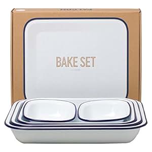 Falcon Enamelware Bake Set White and Blue Rim: Amazon.co.uk: Kitchen & Home
